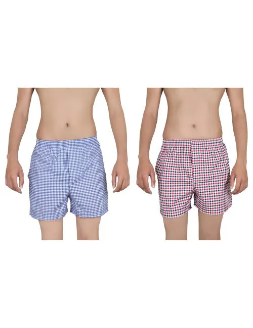 Buy USOXO Mens Boxer checkered(blue,red) pack of 2 Online at Best ...