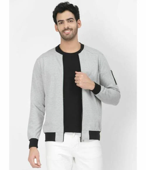 Buy PAUSE Cotton Light Grey Low-cut Stand Collar Slim Fit Full Sleeve ...