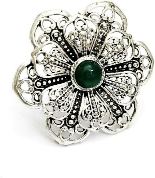 Buy Yash Jewels Emporium Silver-Plated Brass Adjustable Classic Ring ...