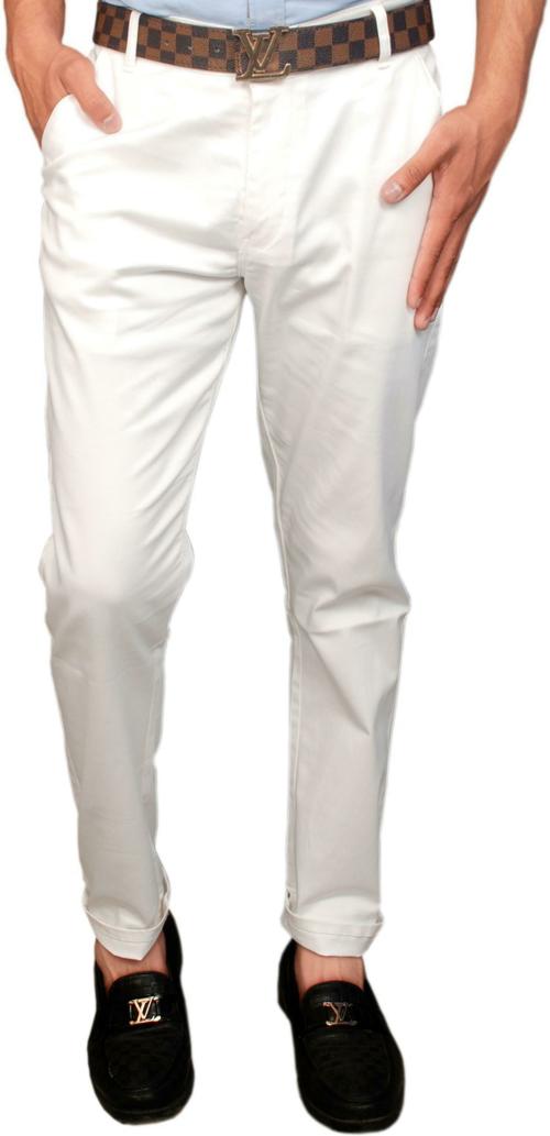 Buy BEN AMERA Men White Solid Cotton Blend Trousers (34) PACK OF 2 Online at Best Prices in ...