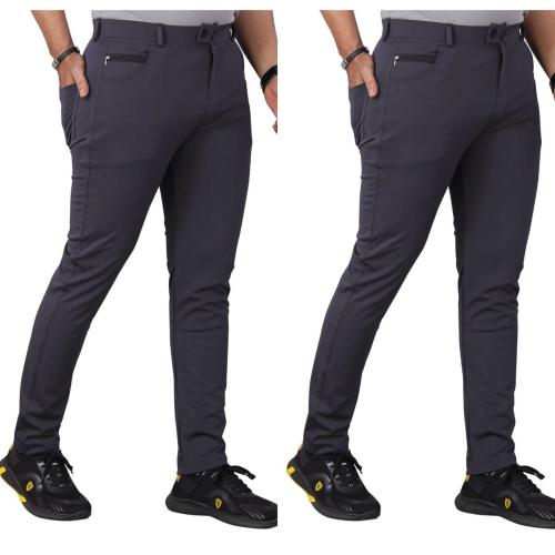Buy KaBaaT Men Grey Lycra Pack Of 2 Casual Stretchable Pants (L) Online ...