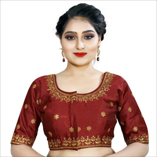 Buy Jay Pal Women Maroon Art Silk U-Neck Blouse Online at Best Prices ...