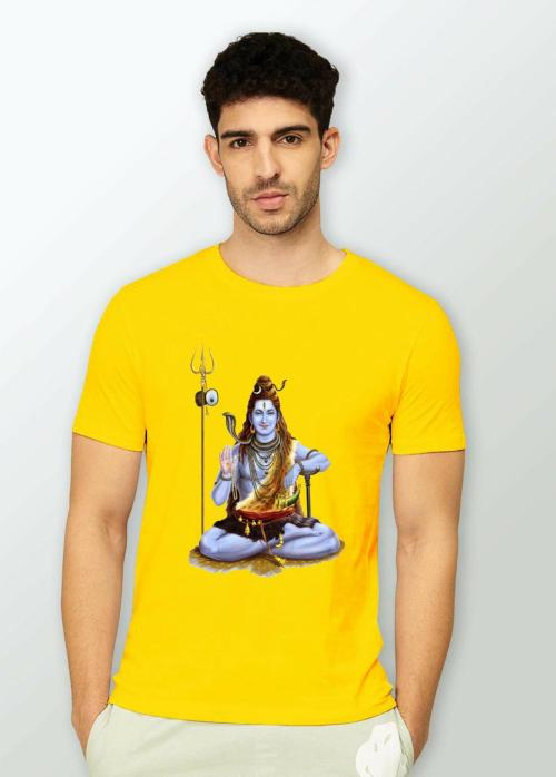Buy Estaban Men Yellow Bhole Baba Printed Polyester T-Shirt (Xl) Online at Best Prices in India ...