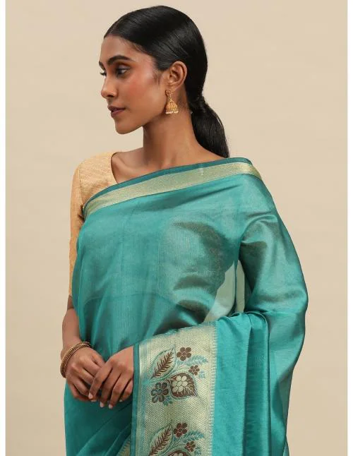 Buy Indian Women Women Cotton SilkTop Dyed Silk Morpankh Color Saree ...