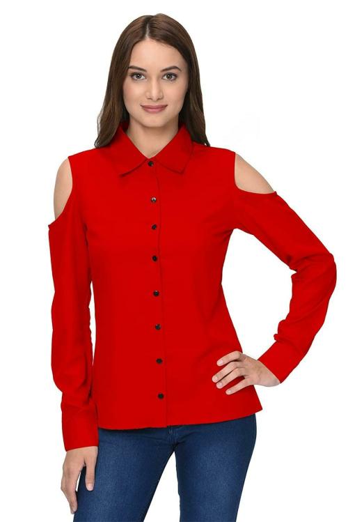 Buy Thisbe Women Red Polyester Formal Shirt (M) Online at Best Prices ...