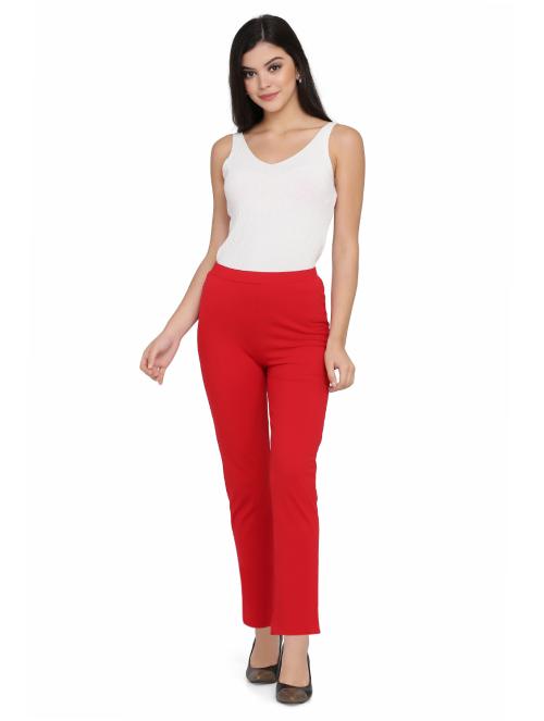 Buy SPIFFY Women Cotton Straight Solid Red Pant Online at Best Prices in India - JioMart.