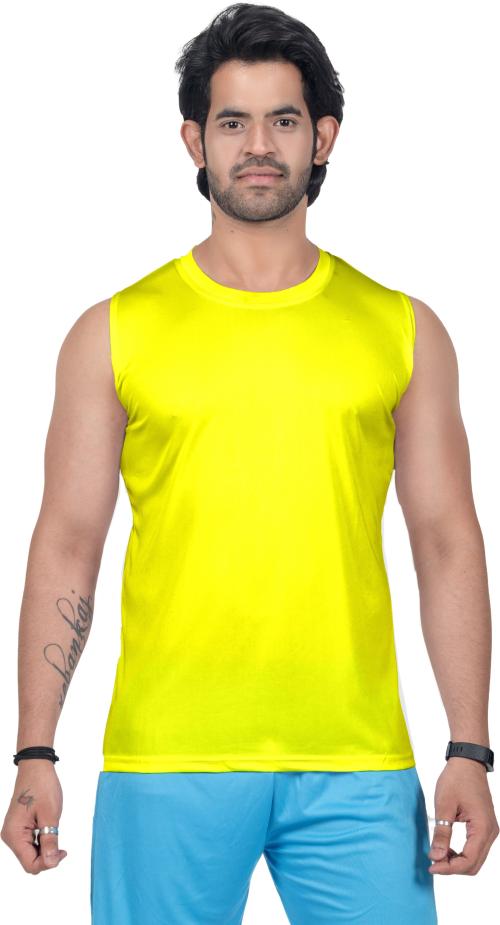 Buy PRIME PLUS Neon Yellow Solid Round Neck Sando Vest - L Online at ...