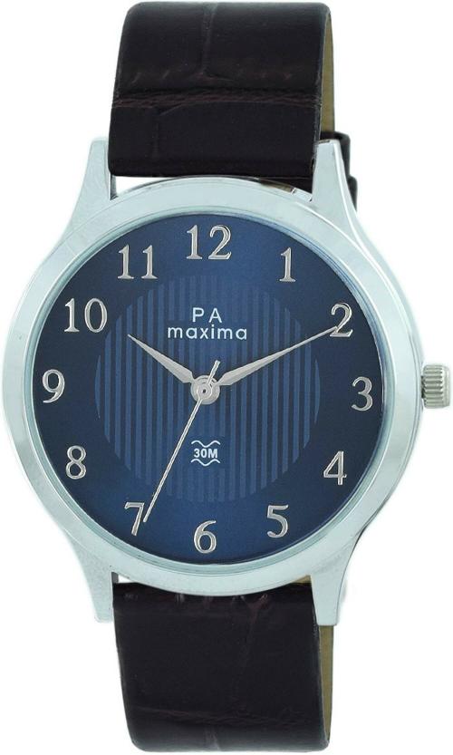 Buy Maxima Analog Blue Dial Brown Strap Watch For Men (O-44964LMGI ...