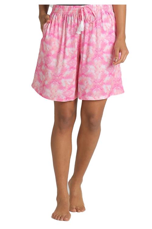 Buy Evolove Women White, Pink Printed Viscose Liva Culotte Shorts (Xl) Online at Best Prices in ...