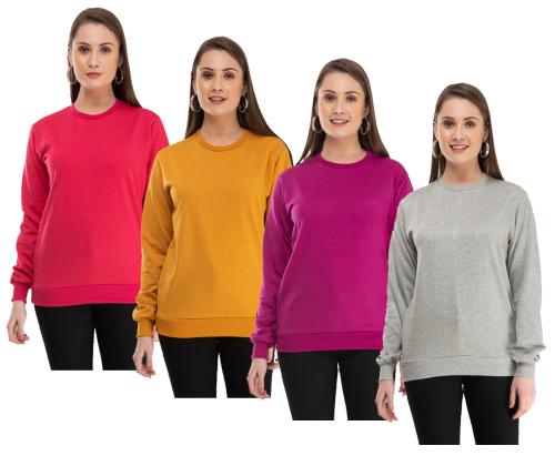 Buy IndiWeaves Womens Fleece Warm Sweatshirts for Winters (Pack of 4 ...