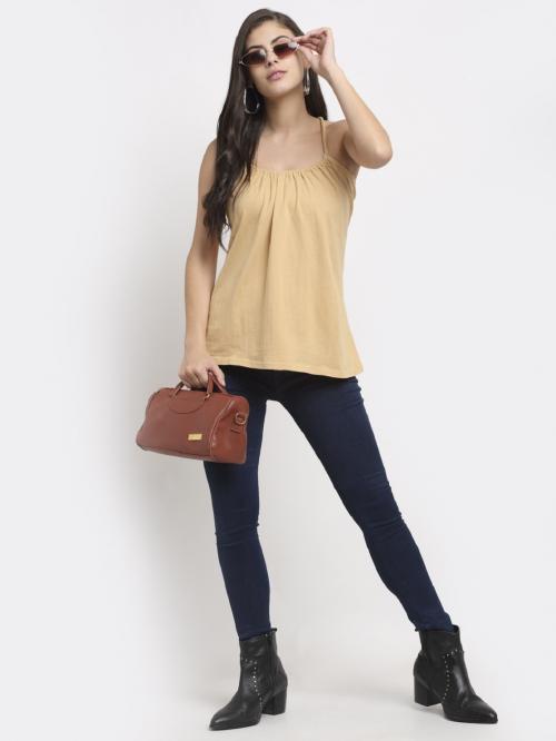 Buy BRINNS Women Beige Solid Styled Back Top Online at Best Prices in ...