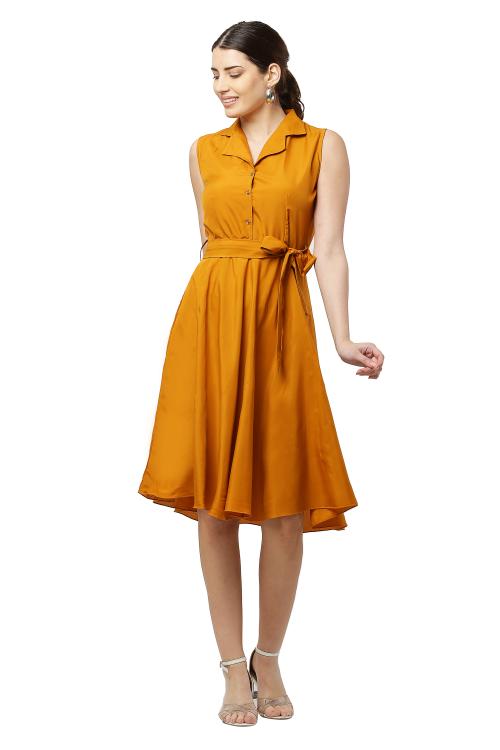 Buy Berlin Club Women Fit and Flare Yellow Dress Online at Best Prices ...