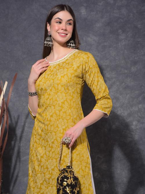 Buy Mamoose Women's MUSTARD Colour Kurti Online at Best Prices in India ...
