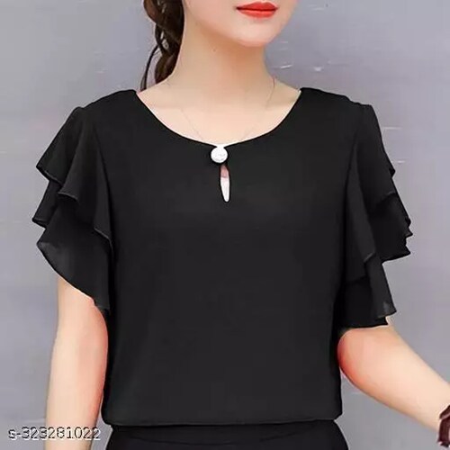 Buy Modern Yug Women Georgette Black Top L Online at Best Prices in ...