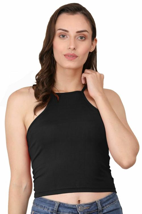 Buy AD2CART Women Black Solid Thin Strap Neck Sleeveless Juric 4Way Top ...