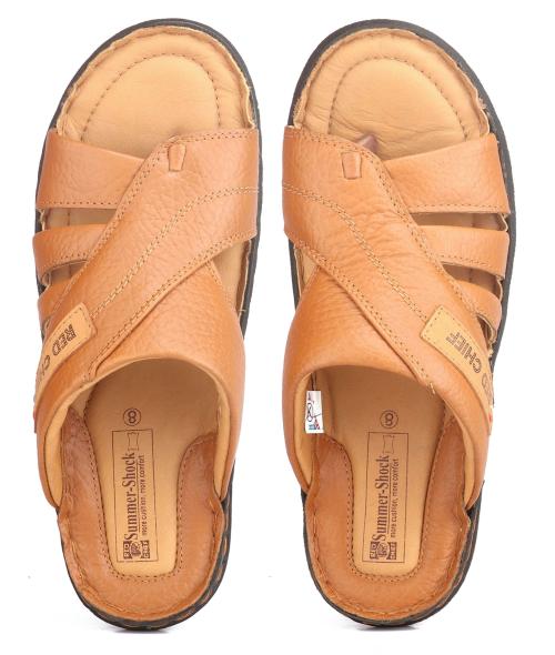 Buy Red Chief Elephant Tan Leather Slippers for Men Online at Best ...