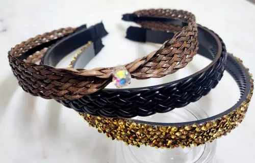 Buy Deepti Chandna Designs Black Matt Braided Dark Brown cane & Gold ...