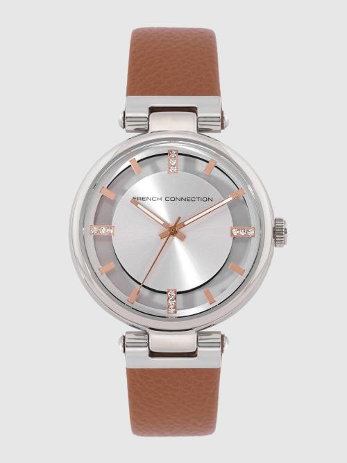 Buy French Connection Analog Silver Dial Brown Strap Watch For Women ...