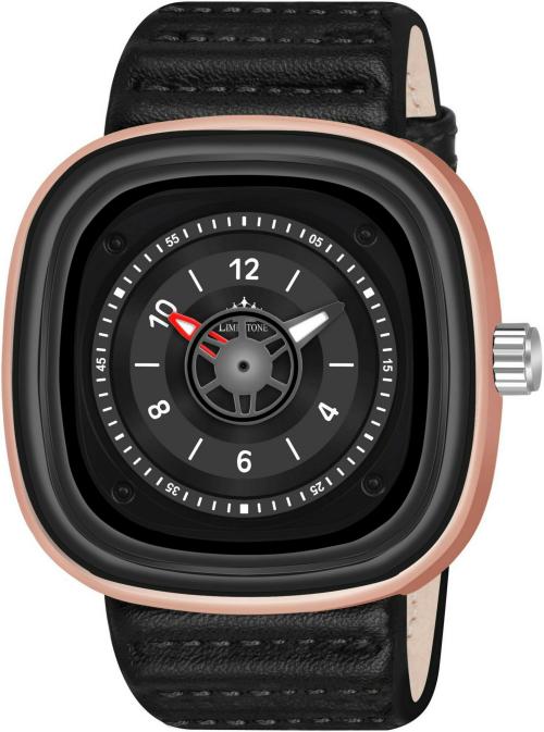 Buy Limestone Leather Black Dial Black Strap Analog Watch for Men Online at Best Prices in India ...