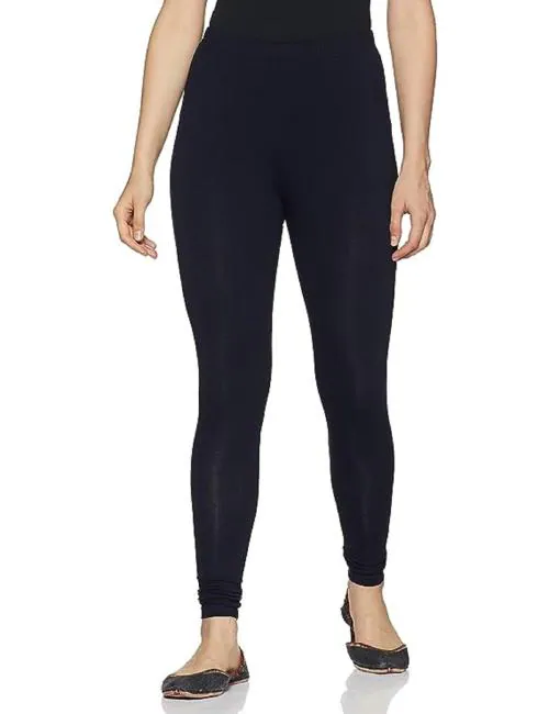 Buy Softline Dark Blue Solid 100% Cotton Leggings Online at Best Prices ...