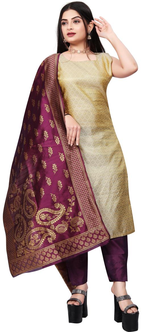 Buy sukhnath creation Women's Silk Blend Beige Straight Kutra, Pant ...