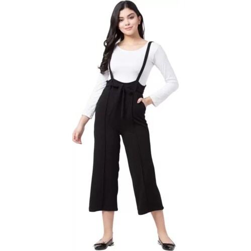 Buy Famiss fashion Polyester Viscose Blend Solid Dungaree Jumpsuit for ...
