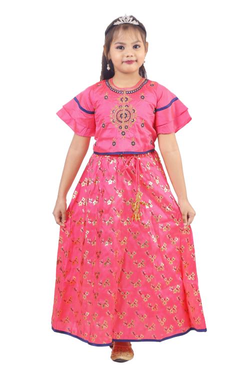 Buy Burbn Girls Party Wear Lehnga Choli Set Pink Online at Best Prices ...