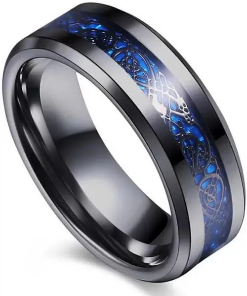 Buy IGA COLLECTION Dragon Black Blue Color Base Stainless Steel Finger Ring - Thumb Ring ...