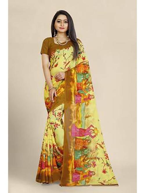 Buy Marabout Women Yellow Georgette Bollywood Saree Online at Best ...