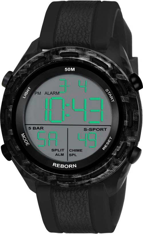 Buy Reborn Digital Watch White Dail Black Silicon Strap Sports Wrist ...