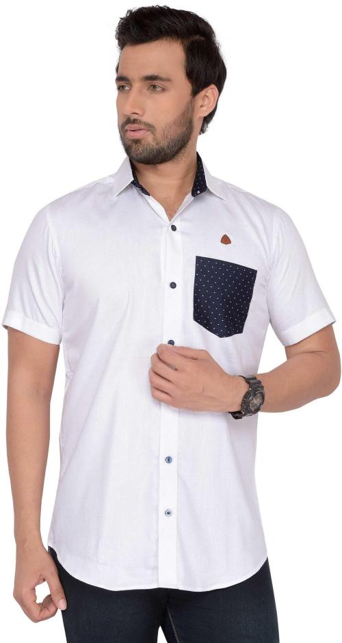 Buy PP SHIRTS Men White Solid Cotton Blend Casual Shirt (S) Online at ...