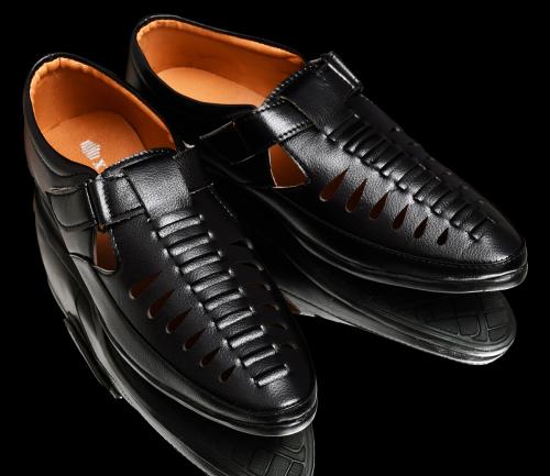 Buy SHUMOUNT Men's Synthetic Velcro Stylish Roman Sandals. (Black ...