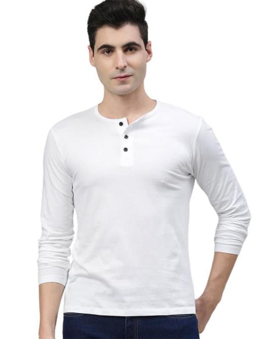 Buy Lazychunks Men White Solid Henley Neck T-Shirts Online at Best Prices in India - JioMart.