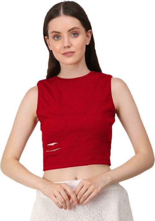 Buy AD2CART_Women Lycra Blend Red Crop Top_S Online at Best Prices in India - JioMart.