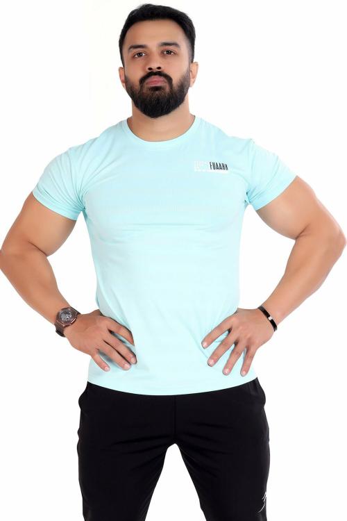 Buy Fuaark Emblem Sports and Gym Half Sleeve Tshirt Sky Blue Online at ...