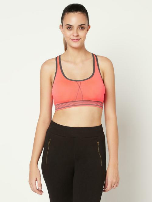 Buy Prettybold Lightly Padded Styled Back Sports Bra Online at Best ...