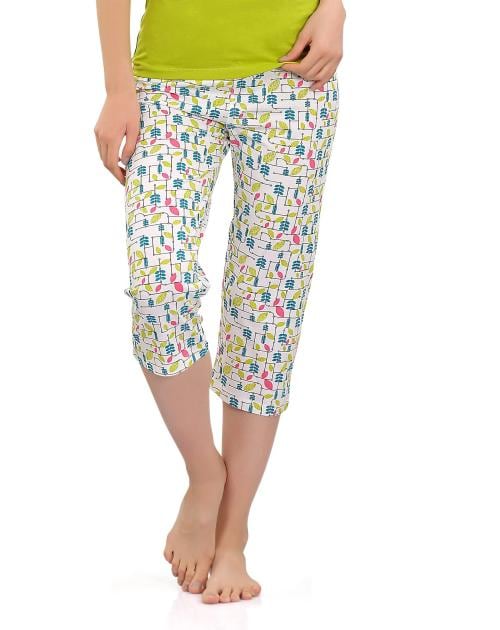 Buy ZEBU Women Cotton printed Light Green Capri pack of 1 Online at ...