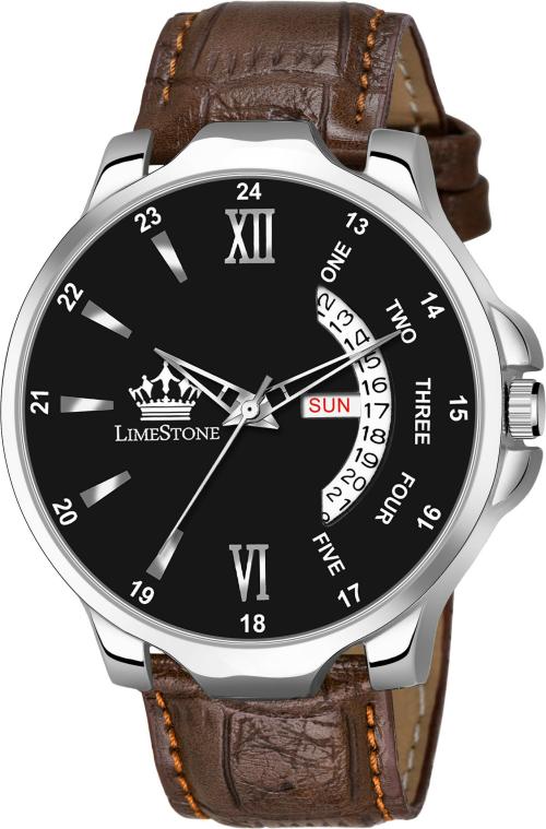 LIMESTONE Analog Black Dial Brown Strap Watch For Men (LS3028) - JioMart
