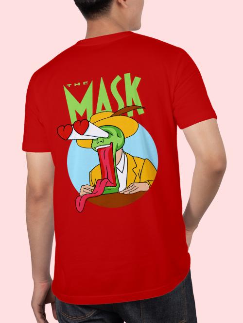 Buy BLISSINK The MASK Front And Back Printed Red Cotton Tshirt for Men ...