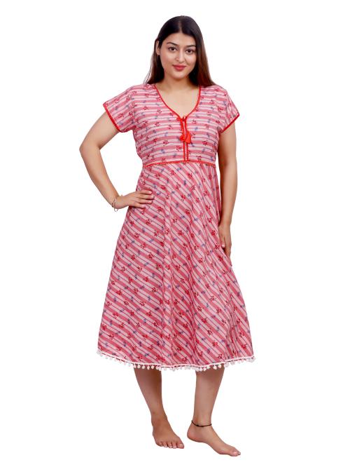 Buy NACNO Women's Printed Cotton Frock Nighty/Maxi/Nightgown cotton ...