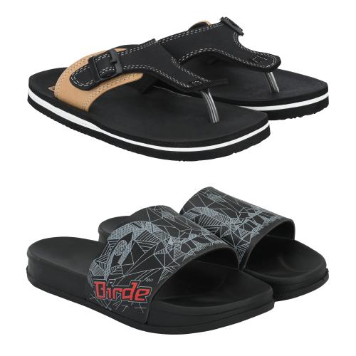 Buy Birde Men's Slippers Combo of 2 (Black, Black) Online at Best ...