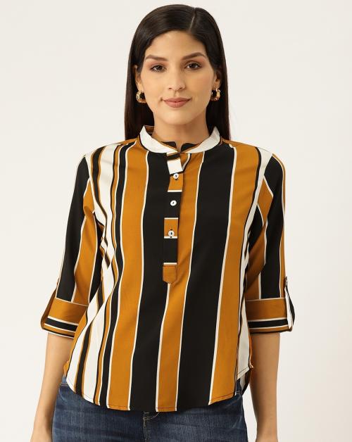 Buy Mustard Stripes Placket Top Online at Best Prices in India - JioMart.