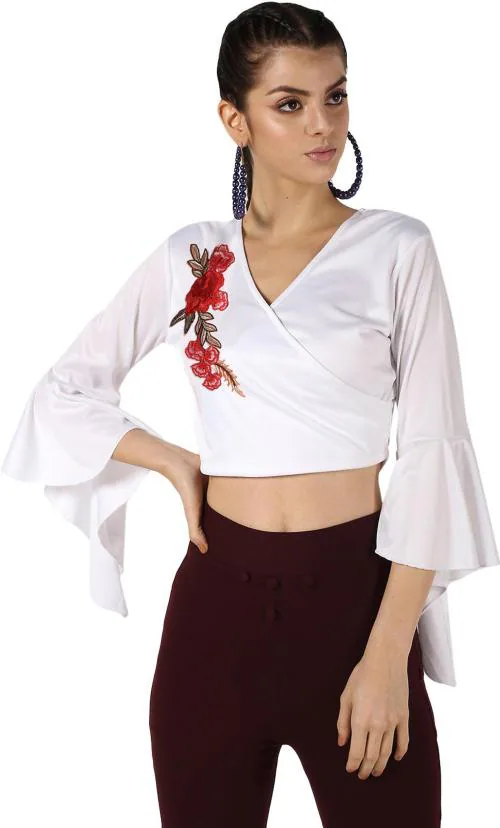 Buy PepTrends Casual 3/4 Sleeve Solid Women White Top. Online at Best ...