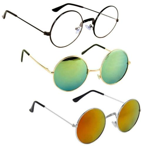 Buy Phenomenal Round Unisex Sunglasses (Clear, Green, Yellow) (Men ...