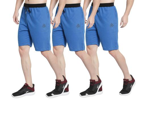 Buy 00RA WITH AS LOGO Men Blue Cotton Pack Of 3 Shorts Online at Best ...