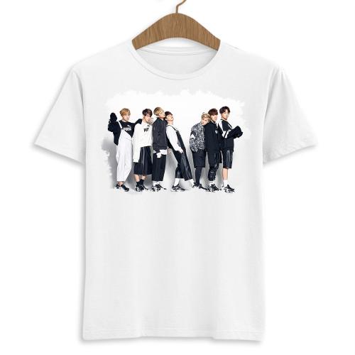 Buy Komy Polyester Fabric White Color BTS Lover Printed Tshirt for Mens ...