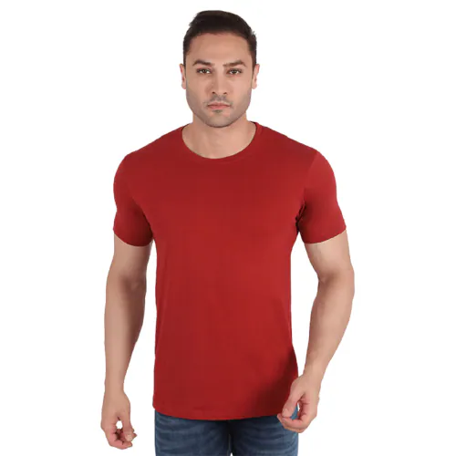Buy On Loop Dark Red Color Round Neck Tshirt for Men | Cotton T-Shirt ...