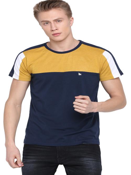Buy BULLMER Multicolor Halfl sleeve Single Colorblock Round Neck T ...
