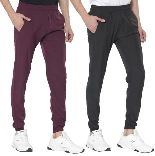 Buy Truebuyworld Men Wine, Black grip NS Pack Of 2 Casual Track Pants ...