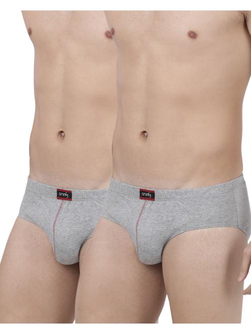 Buy One8 by Virat Kohli - Men Grey Melange Super Combed Cotton Bold Brief- Pack of 2 Online at ...